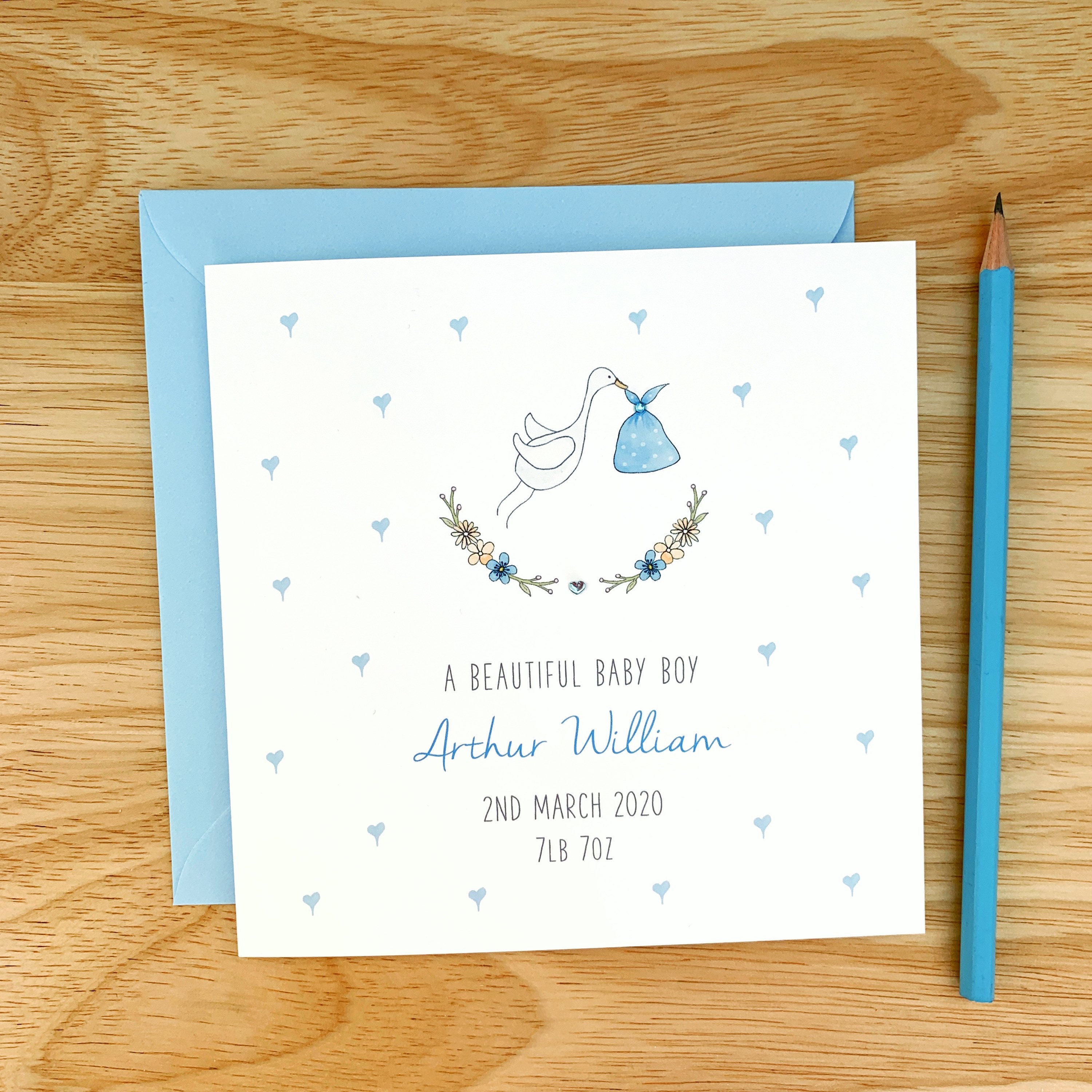 Personalised New Baby Card Handmade Personalised Baby Boy | Etsy