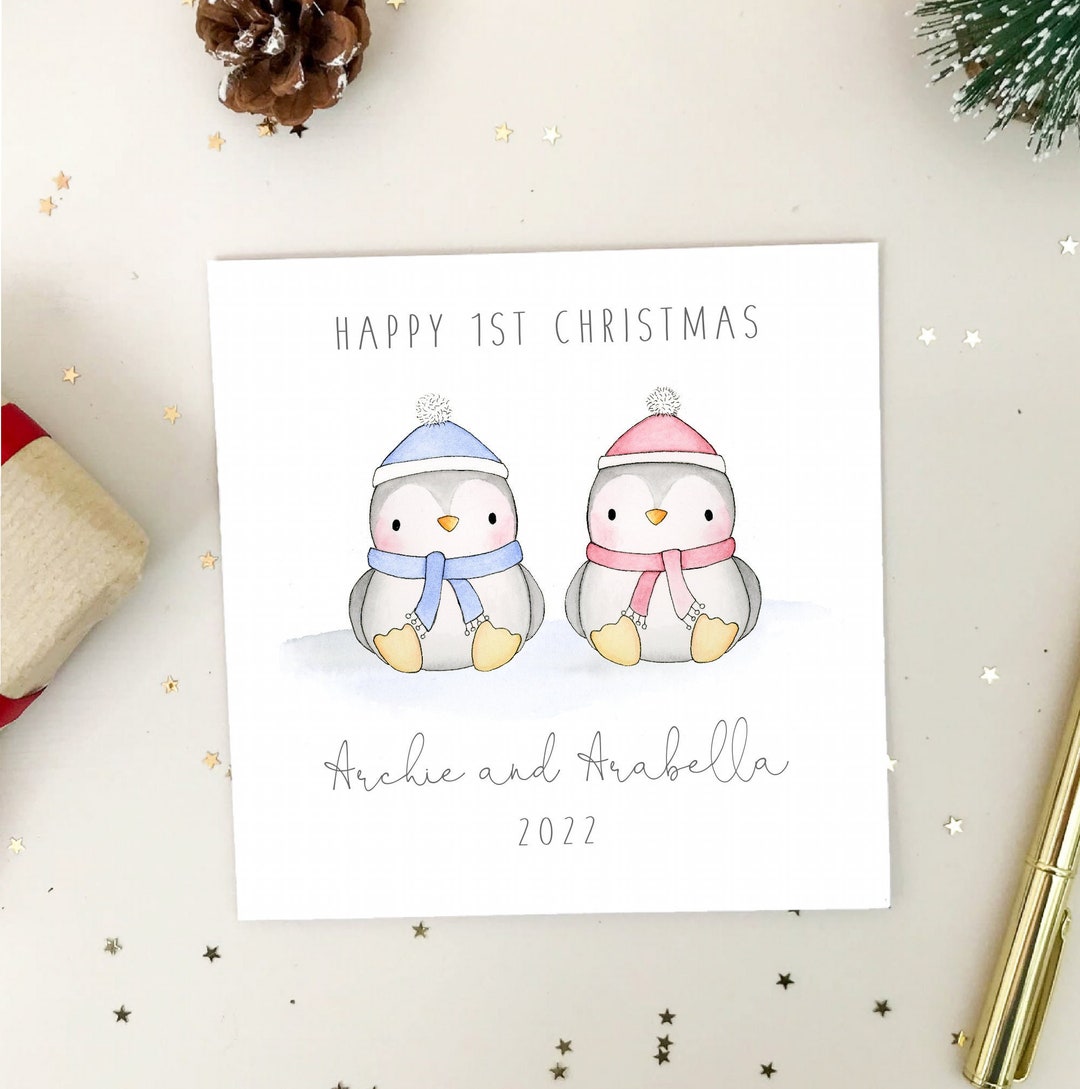 Personalised Twins First Christmas Card 1st Christmas Card Twins ...