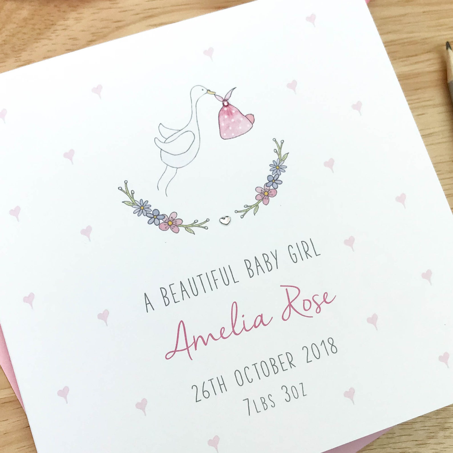 Personalised New Baby Card Handmade Personalised Baby Girl | Etsy