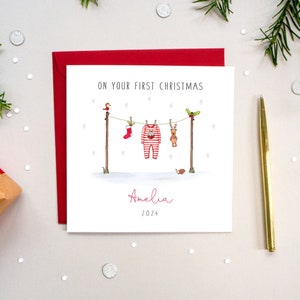 Personalised First Christmas Card - 1st Christmas Card - Girls 1st ...
