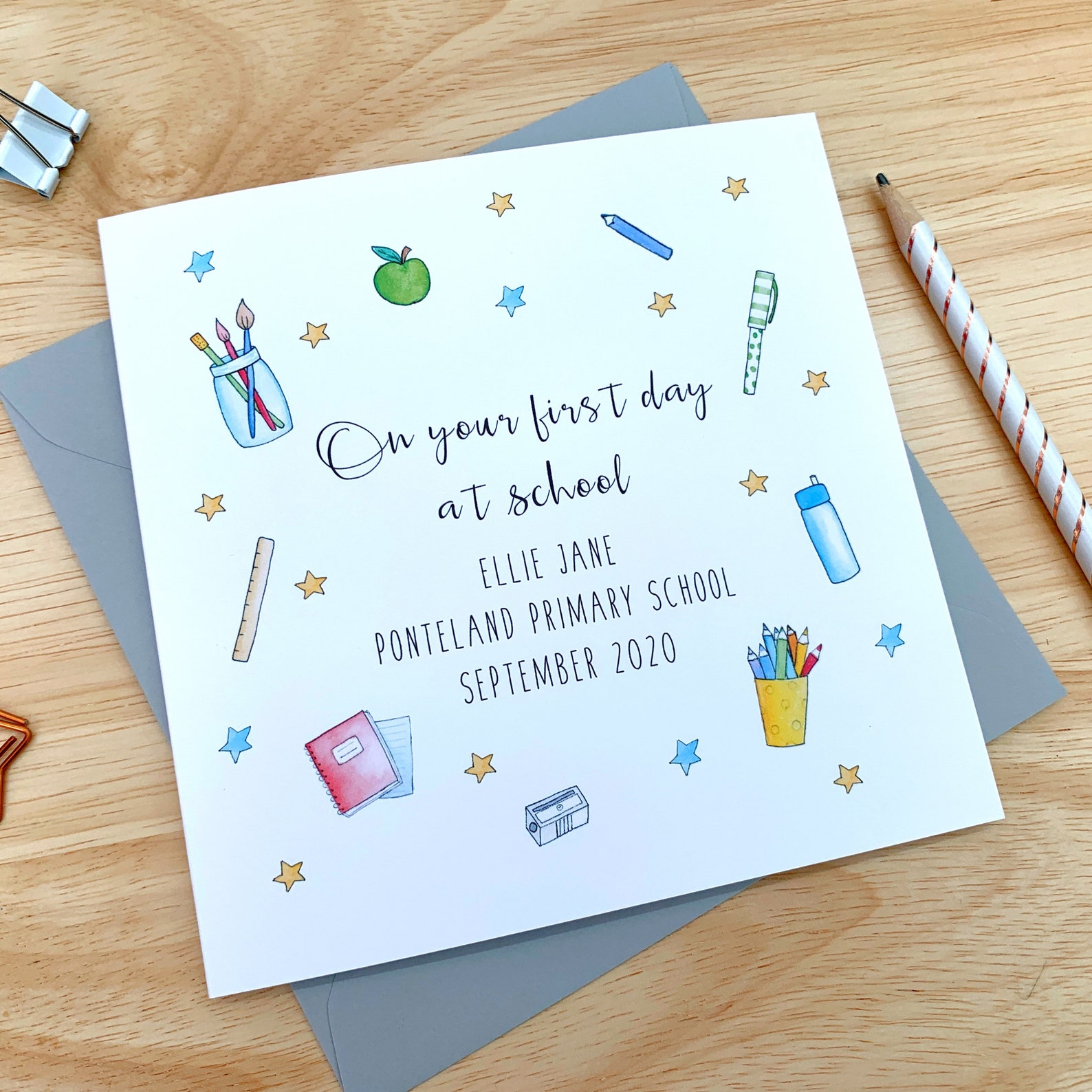 Personalised First Day at School Card | Etsy UK