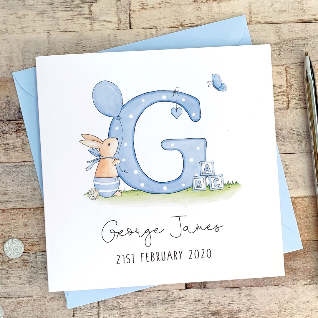 Personalised Baby Boy Card New Baby Boy Card Alphabet - Etsy
