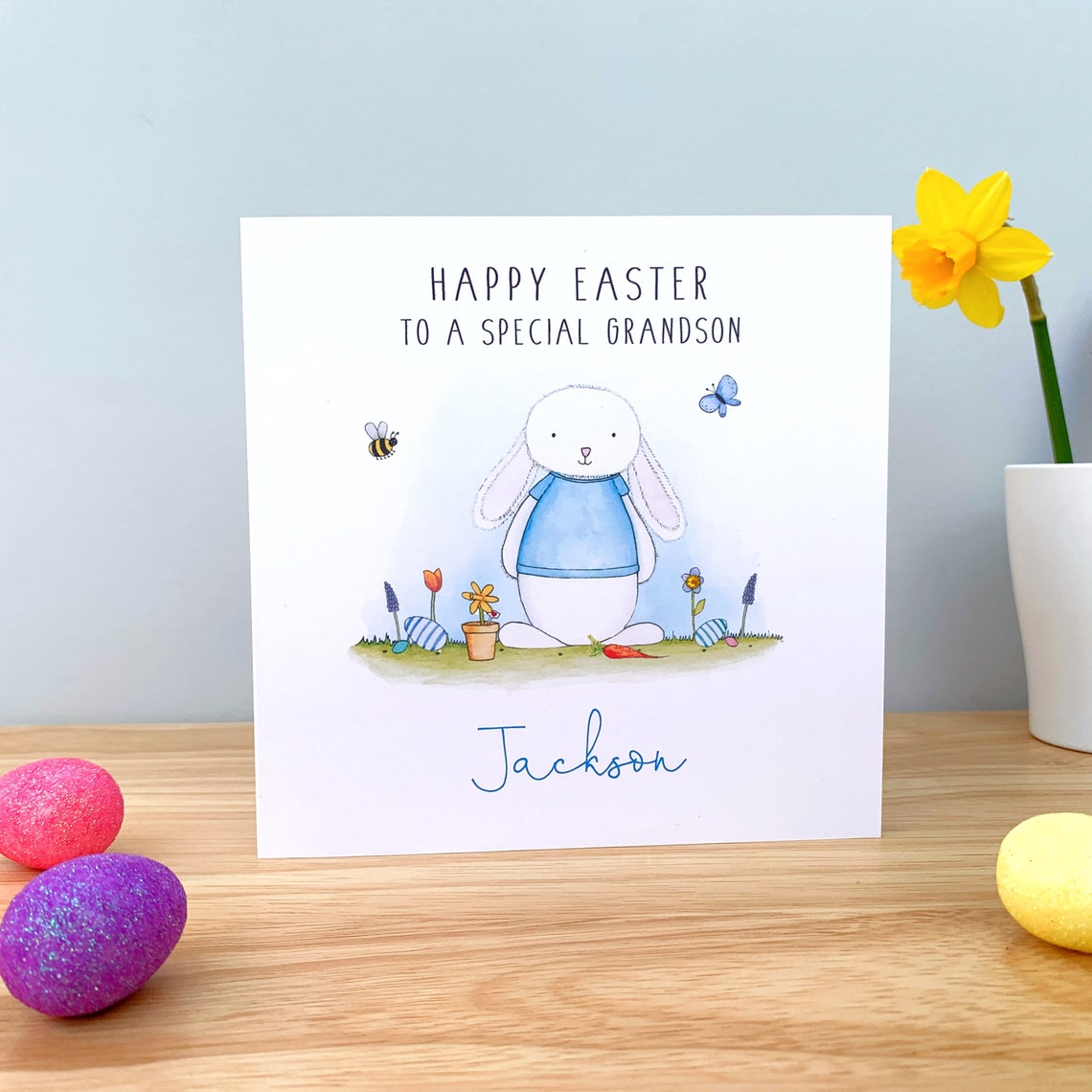 Personalised Easter Card Easter Bunny Card Boys Easter - Etsy UK