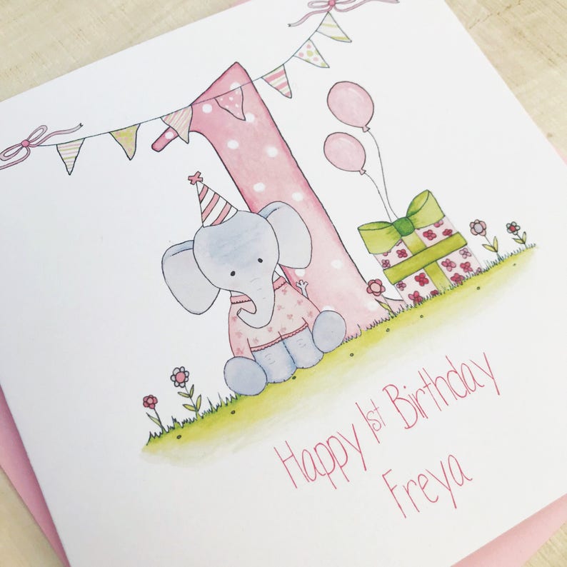 Personalised Girls First Birthday Card Personalised 1st - Etsy