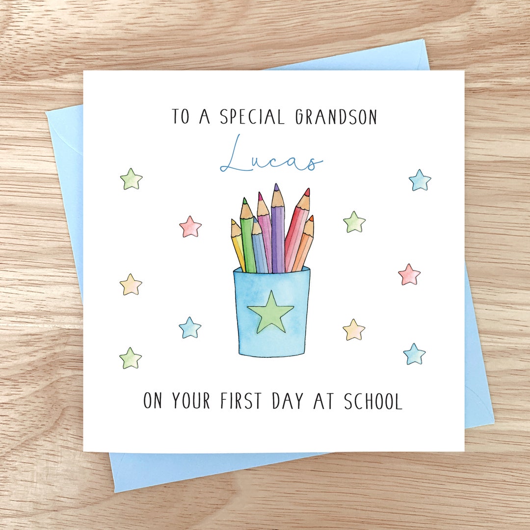 Personalised First Day at School Card Granddaughter - Etsy