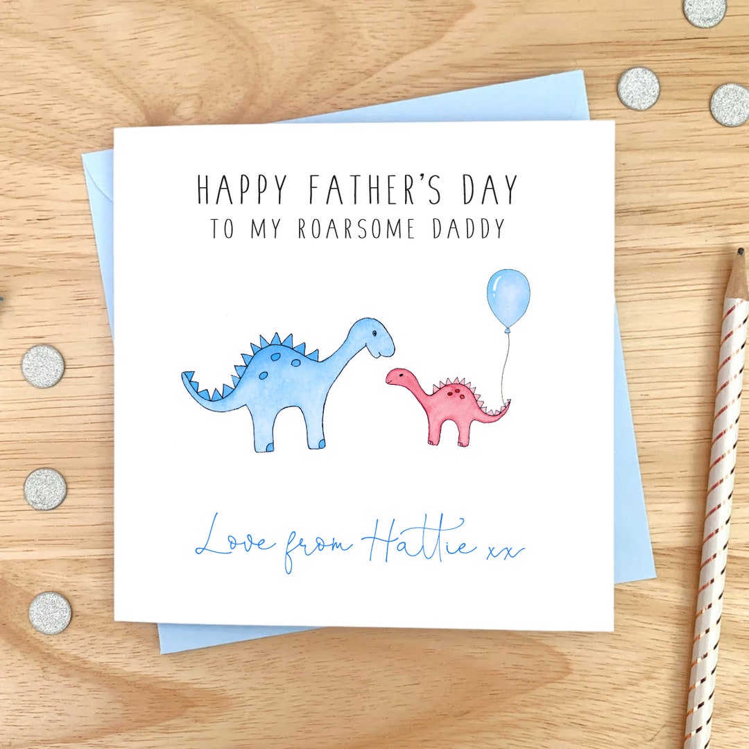 Personalised Fathers Day Card Dinosaur Roarsome Dad Card Daddy, Dada ...