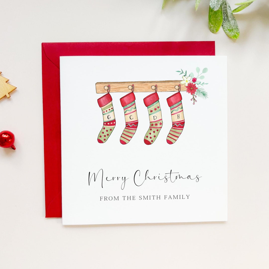 Pack of Personalised Christmas Cards, Watercolour Illustrated Christmas ...