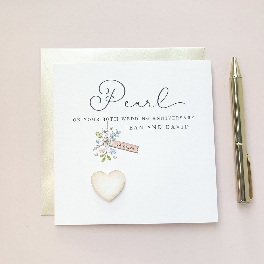 Personalised Pearl Anniversary Cards, 30th Wedding Anniversary Card ...