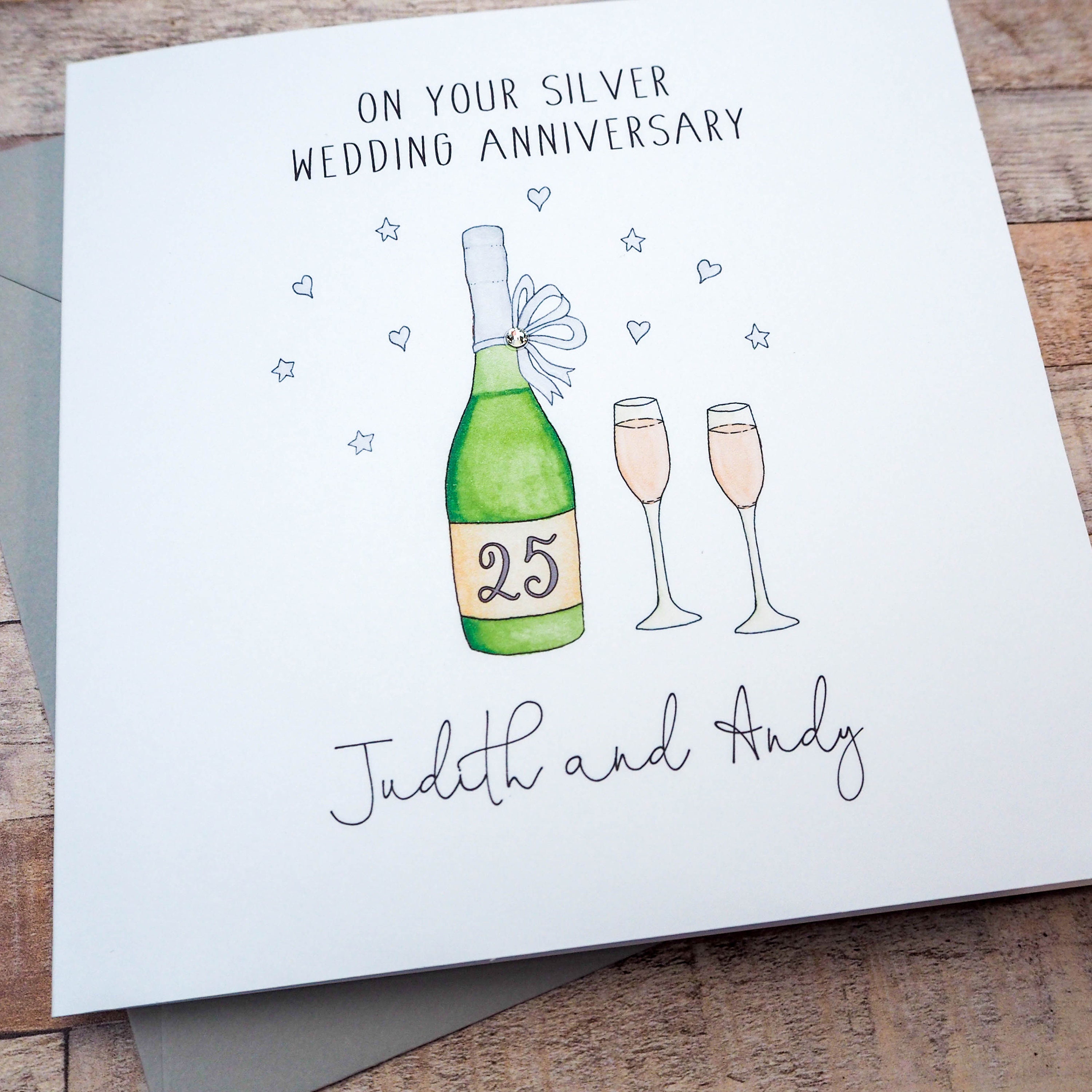 Personalised Silver Wedding Anniversary Card Silver - Etsy UK