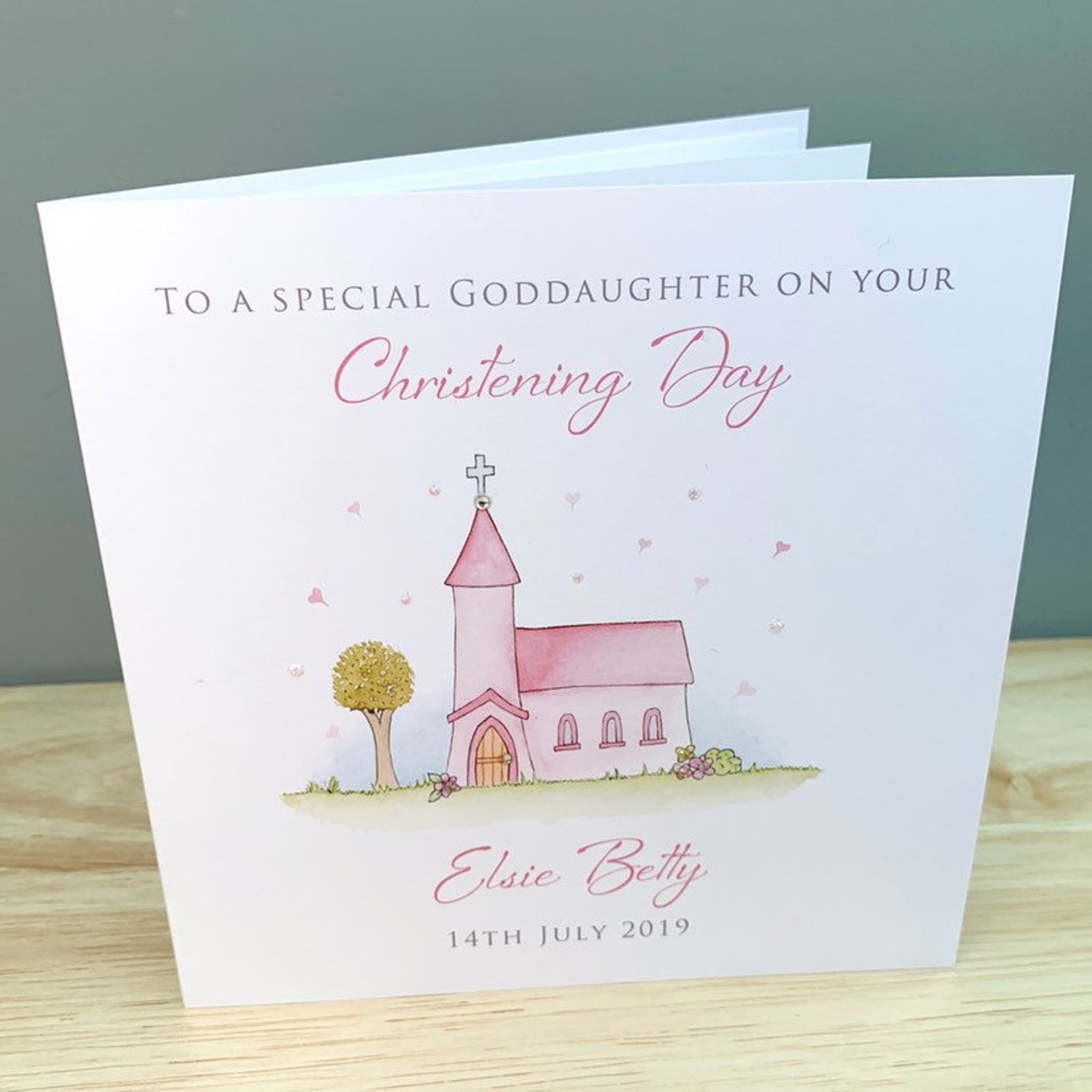 Personalised Handmade Christening Card Goddaughter - Etsy UK