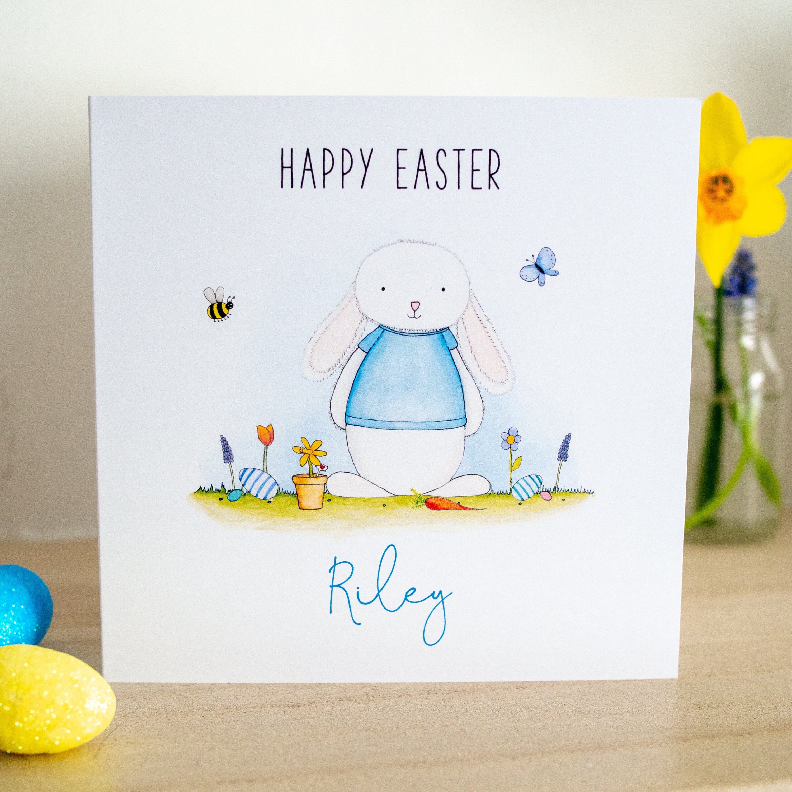 Personalised Easter Card Easter Bunny Card Boys Easter - Etsy UK