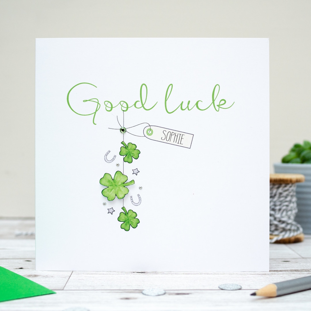 Personalised Handmade Good Luck Card - Etsy