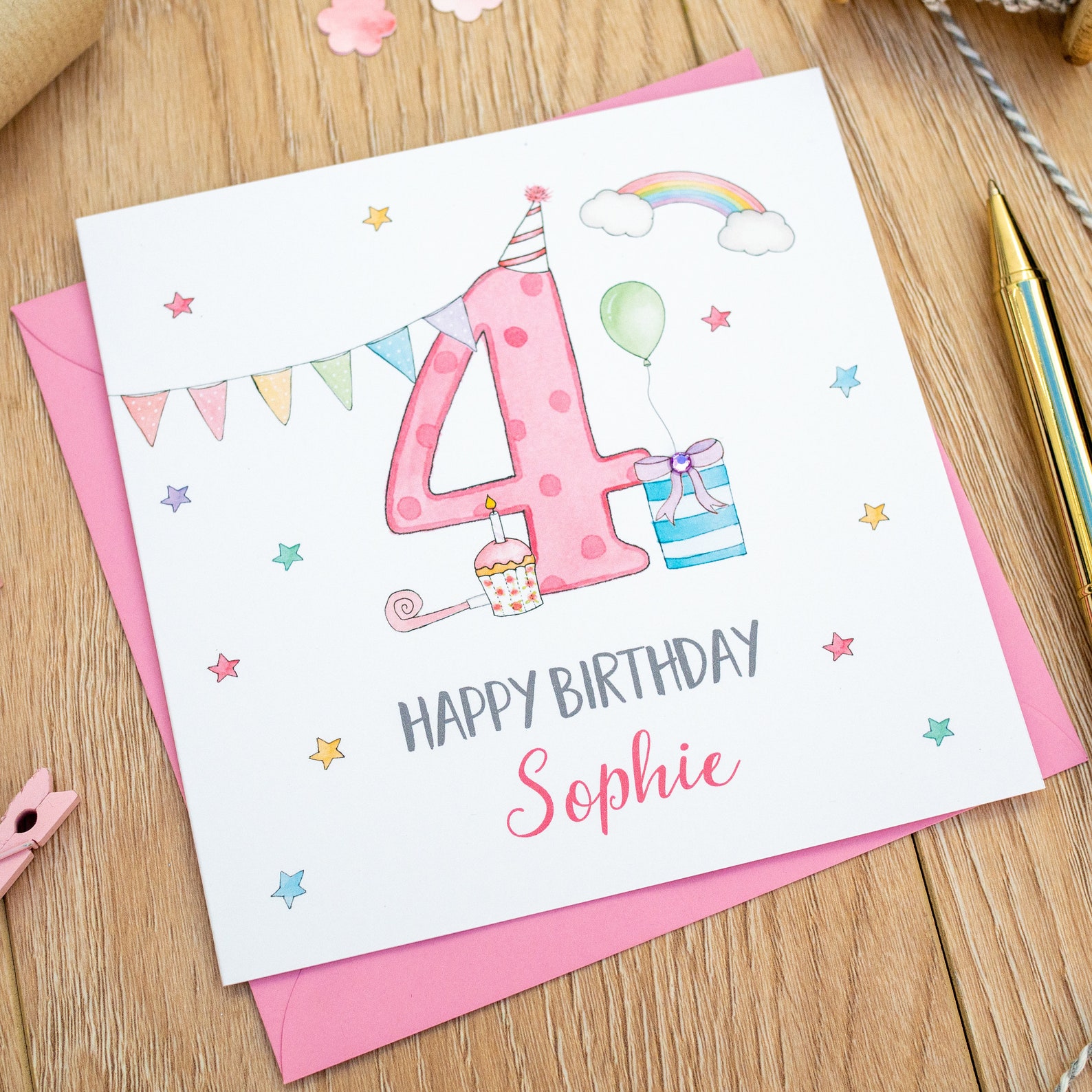 Personalised Girls Birthday Card Rainbow Birthday Card - Etsy UK