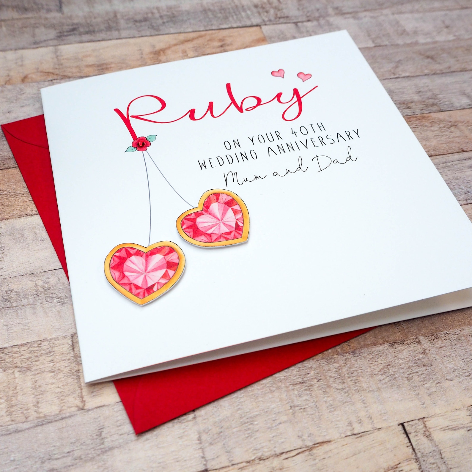 Personalised Ruby Anniversary Cards Handmade Personalised - Etsy UK