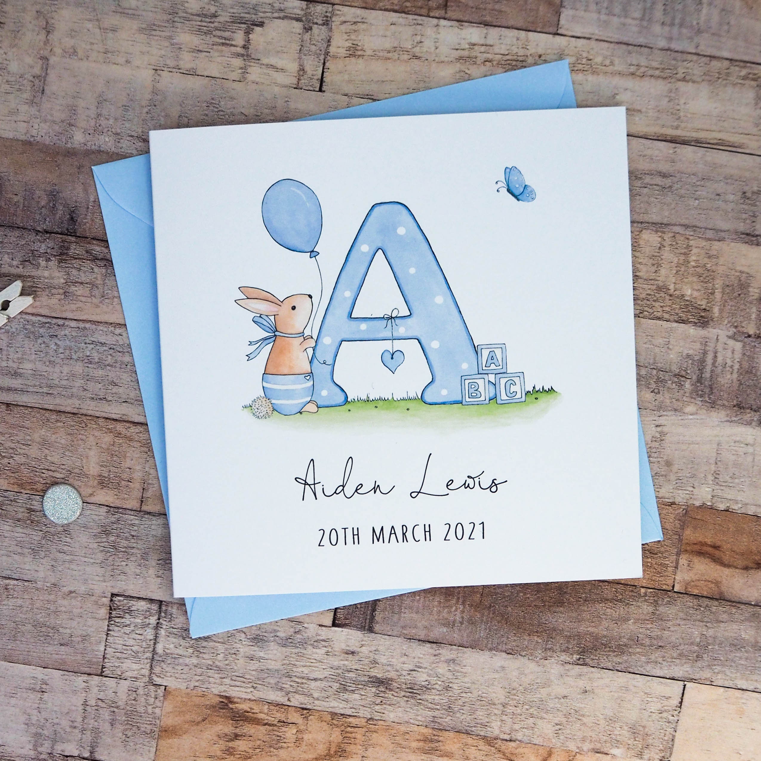 Personalised Baby Boy Card New Baby Boy Card Alphabet - Etsy