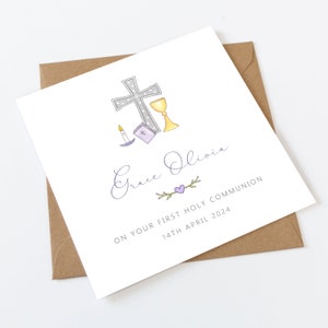 Personalised First Holy Communion Card Girls Holy Communion Card on ...