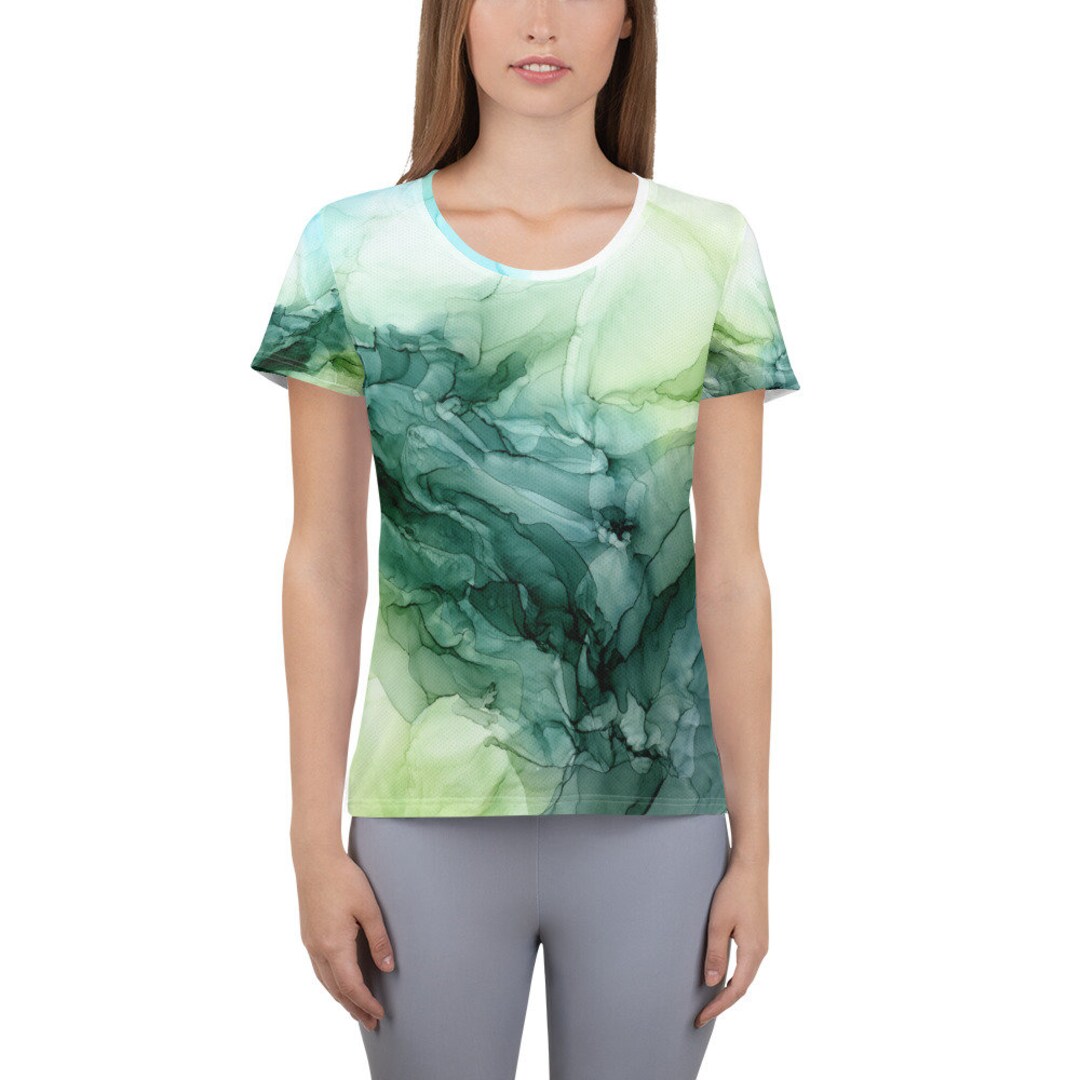 Green Botanical Women's Athletic T-shirt, Performance Shirt, Colorful ...