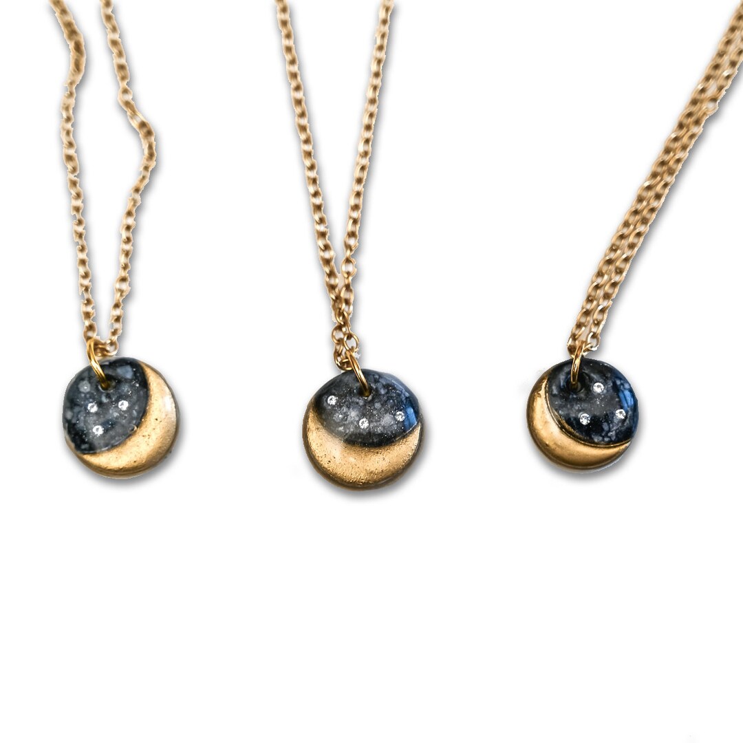 Dainty Crescent Moon Handmade Pendant, Celestial Jewelry, Moon ...