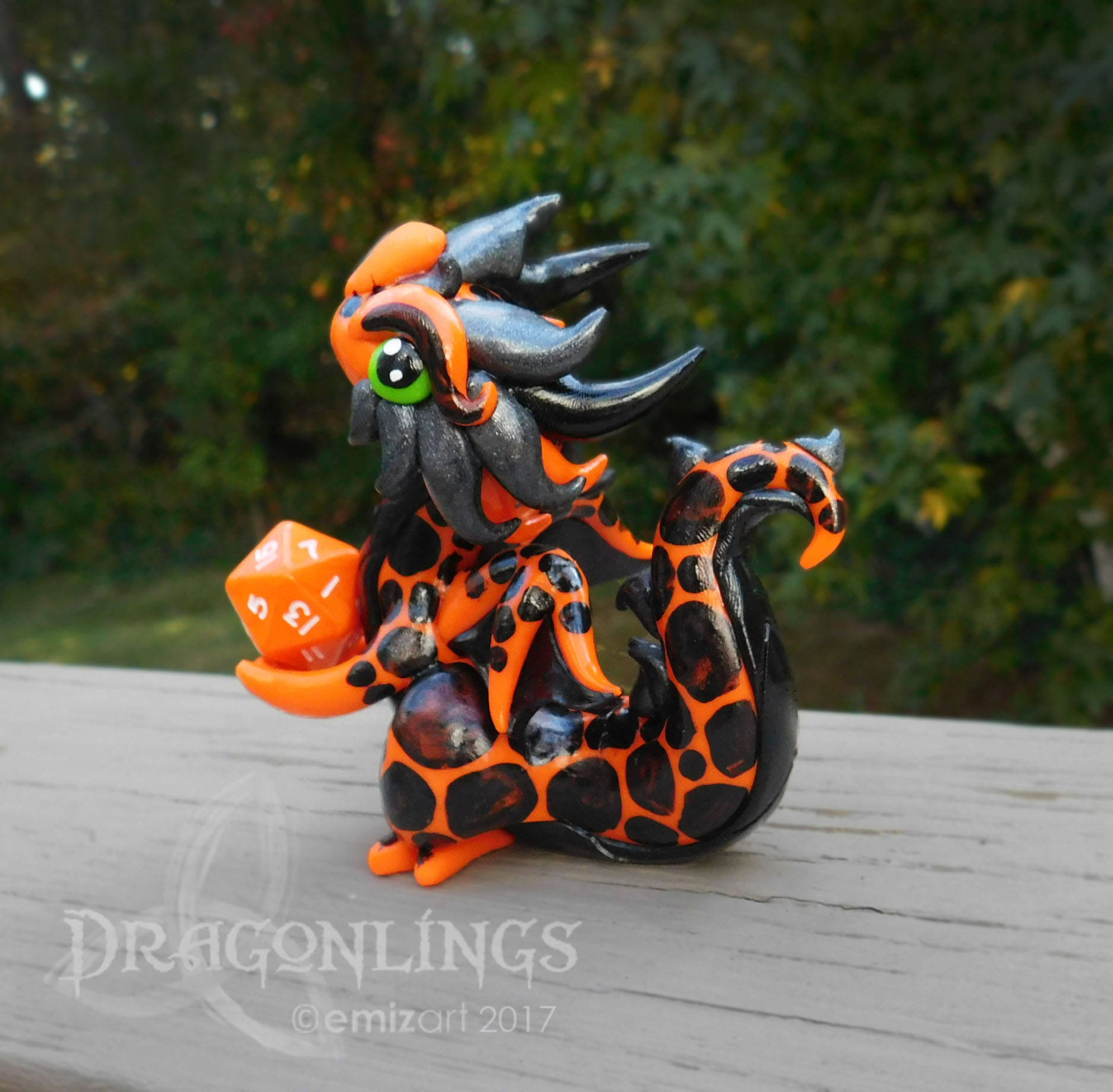 Polymer Dragon Dice Holder- Orange, Black, and Gunmetal Dragonling ...