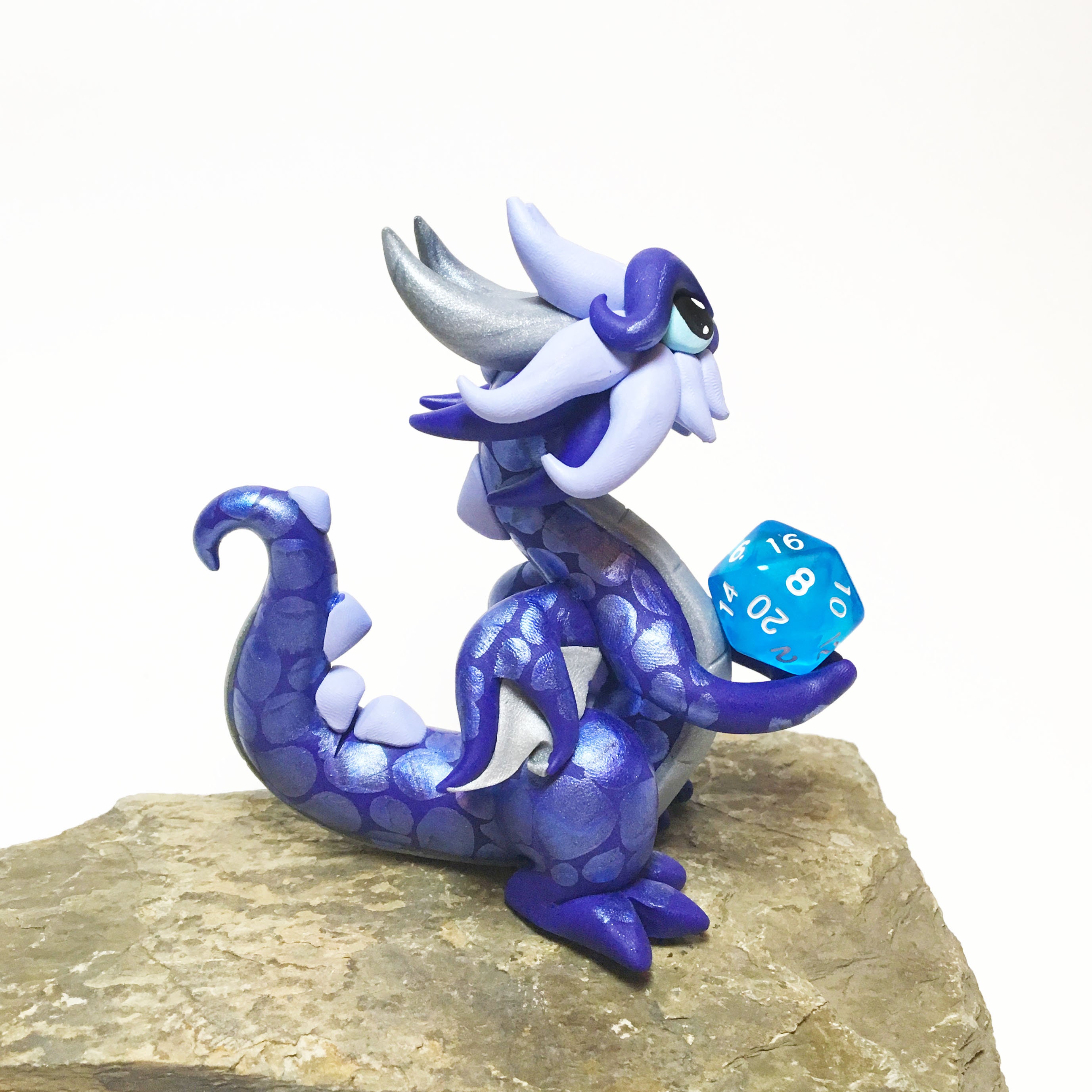 DnD Dice Dragon | Polymer Dragon Dice Holder- Indigo, Silver, and ...