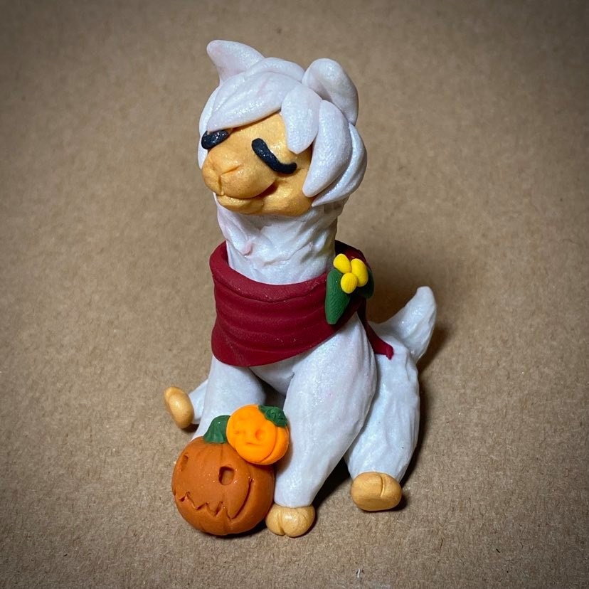 Halloween Llama | Llama Sculpture | Fall Llama Figurine | White Llama ...