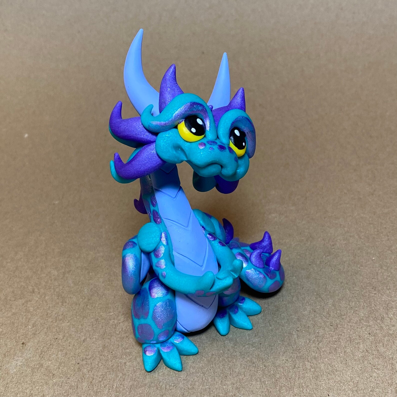 Artemis | Polymer Clay Dragon Dice Holder | Teal Pearl, Light ...