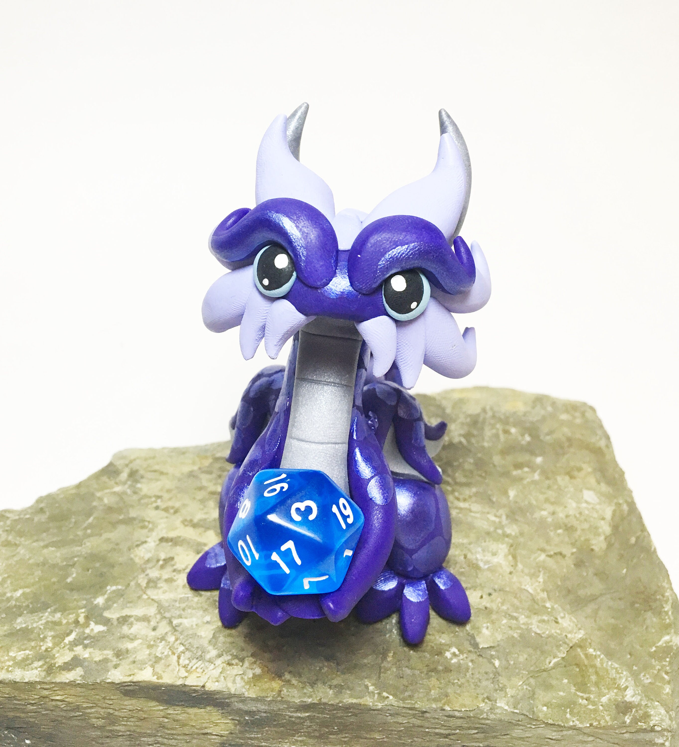 DnD Dice Dragon | Polymer Dragon Dice Holder- Indigo, Silver, and ...