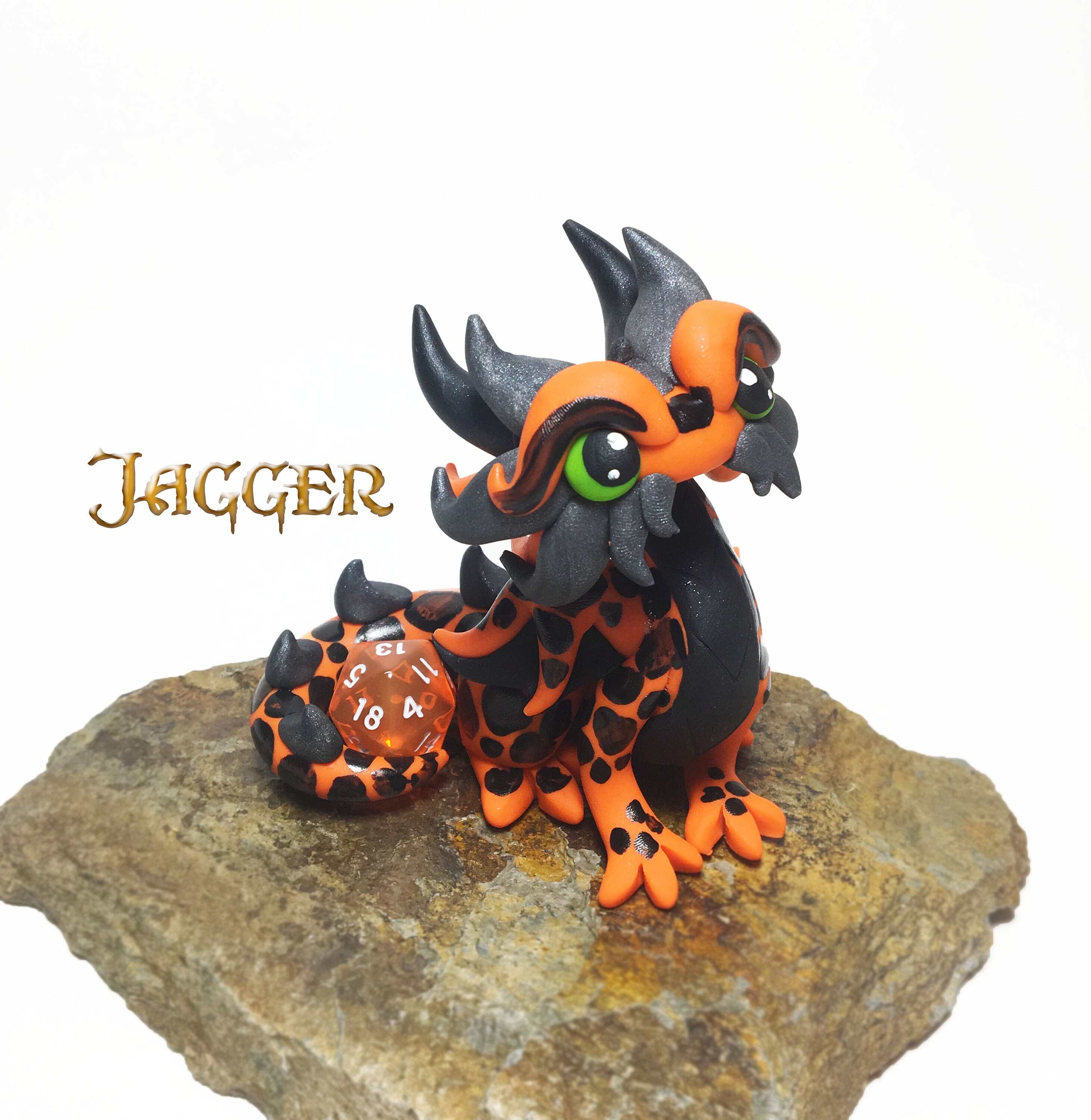 Polymer Dragon Dice Holder- Orange, Black, and Gunmetal Dragonling ...