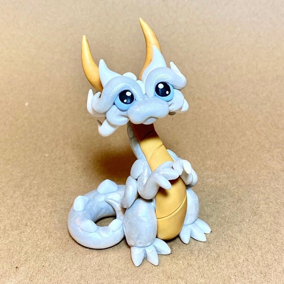 Polymer Clay Dice Holder Dragon- Pearl White, Gold, and White ...
