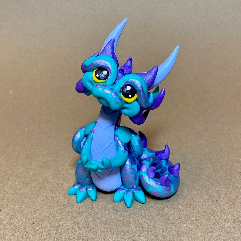 Artemis | Polymer Clay Dragon Dice Holder | Teal Pearl, Light ...