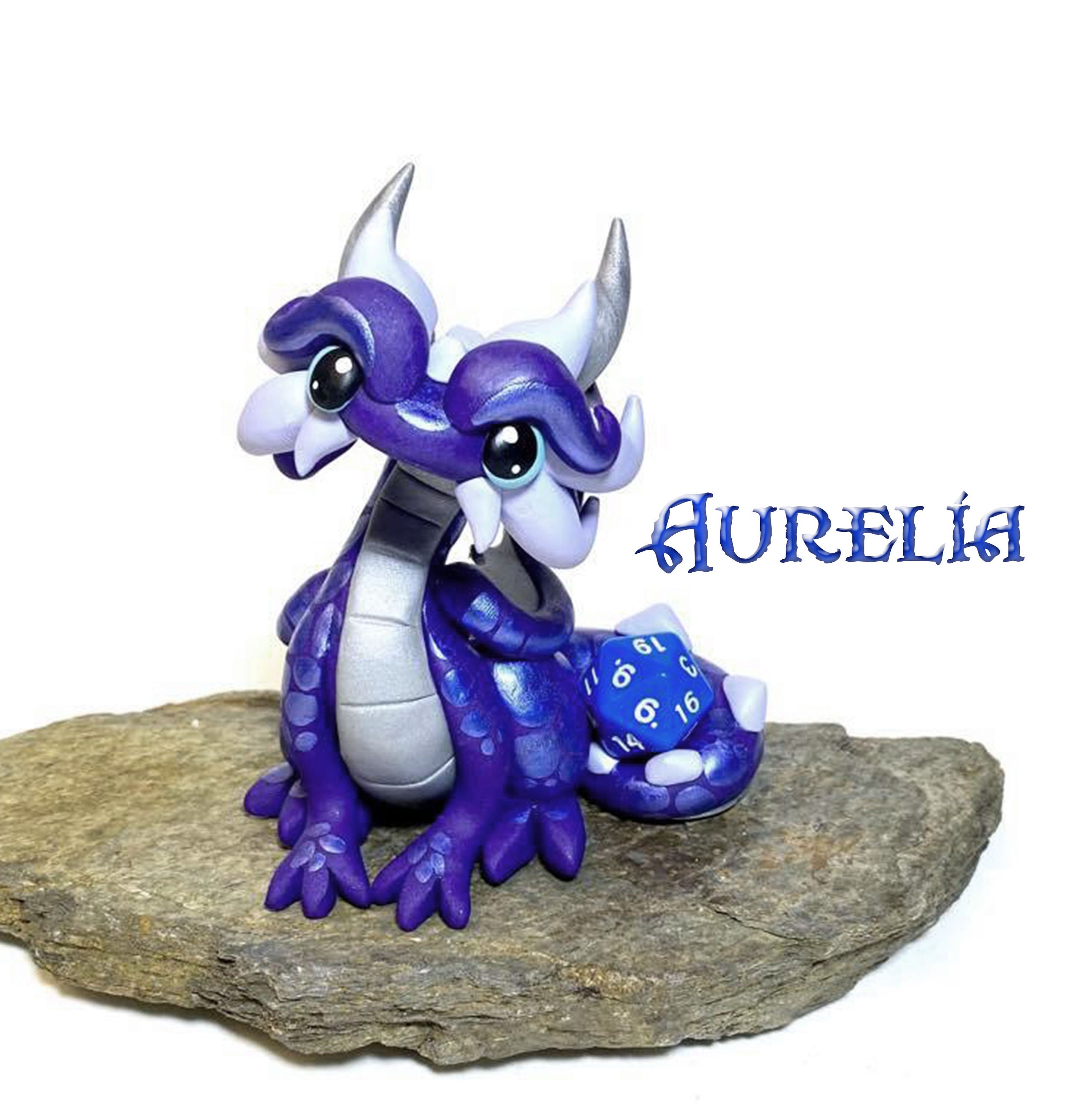 DnD Dice Dragon | Polymer Dragon Dice Holder- Indigo, Silver, and ...