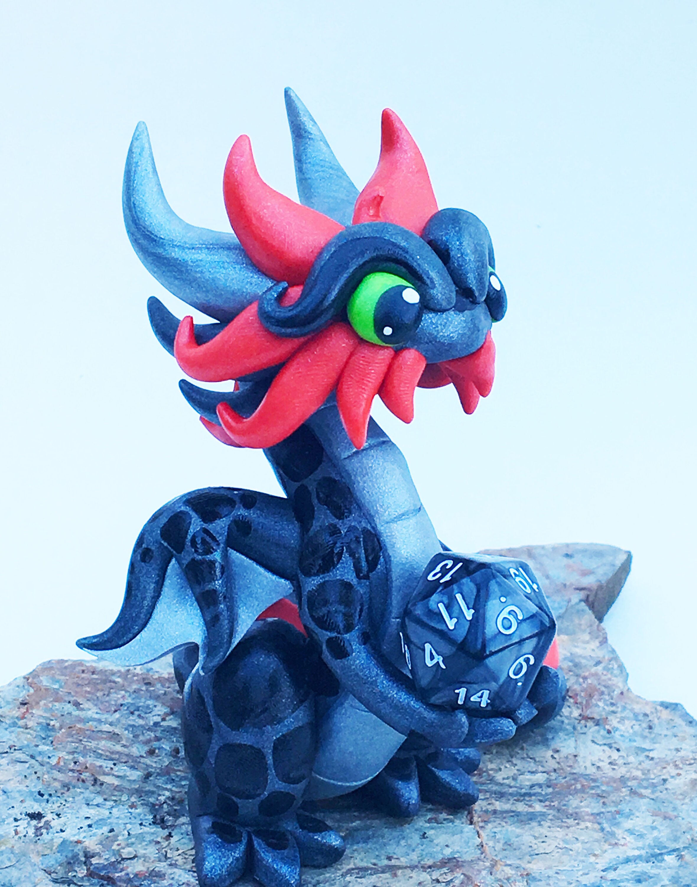 Polymer Dragon Dice Holder- Gunmetal Gray, Silver, and Red Dragonling ...