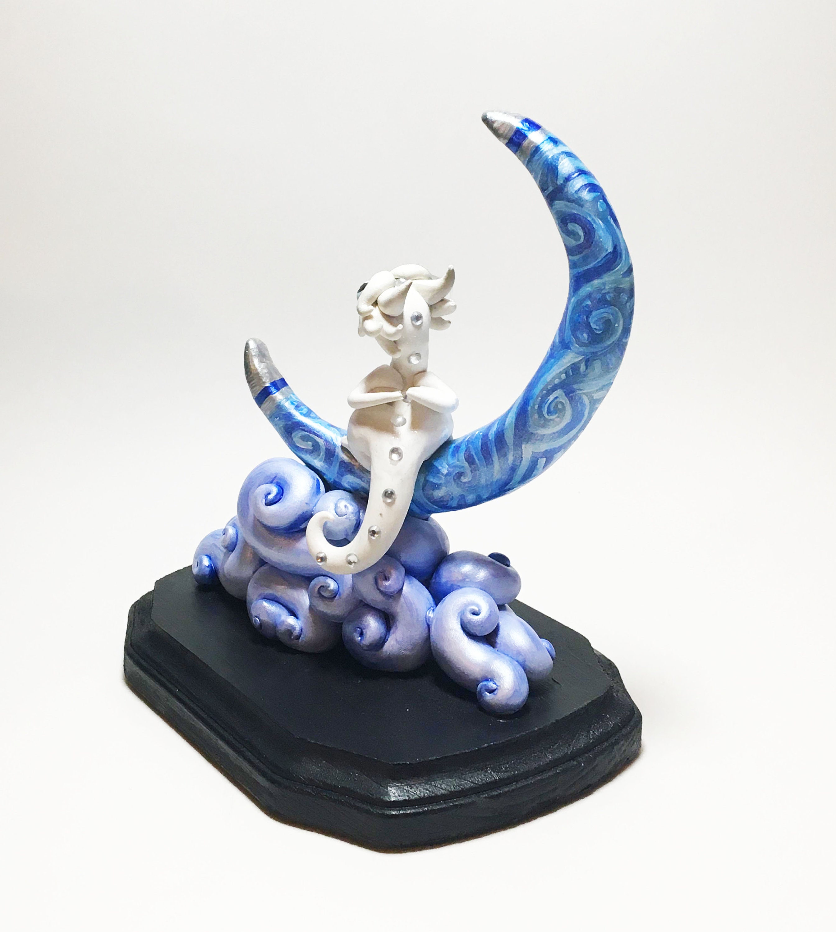 Moon Dragon Sculpture | Night Wish Dragonling | Polymer Clay Dragon ...