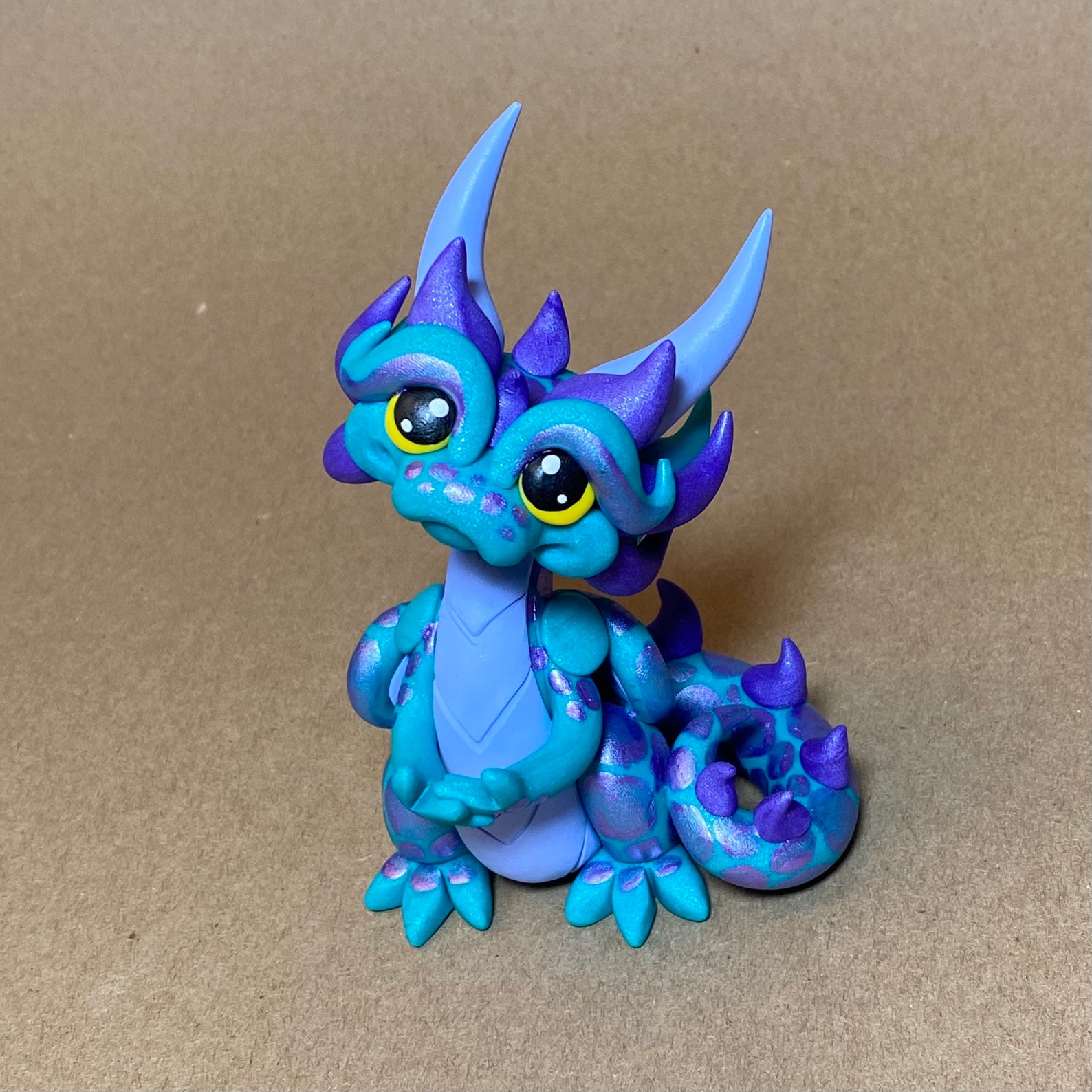 Artemis | Polymer Clay Dragon Dice Holder | Teal Pearl, Light ...