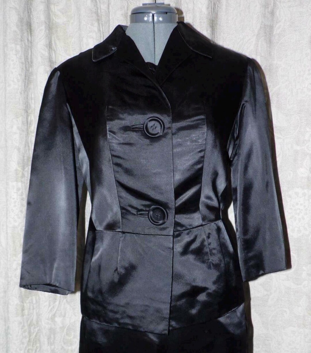 CHLOE 1950 A Silk Satin Tailored Suit Dress With Matching Jacket Made ...
