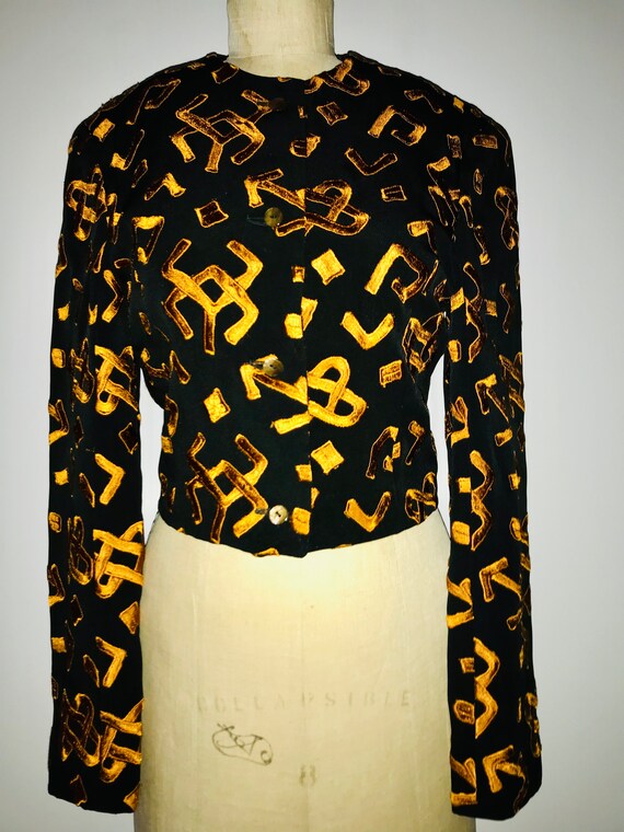 RIFAT OZBEK 1990 embroidered graffiti style etching j… - Gem