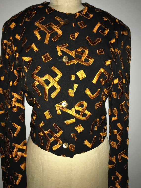 RIFAT OZBEK 1990 embroidered graffiti style etching j… - Gem