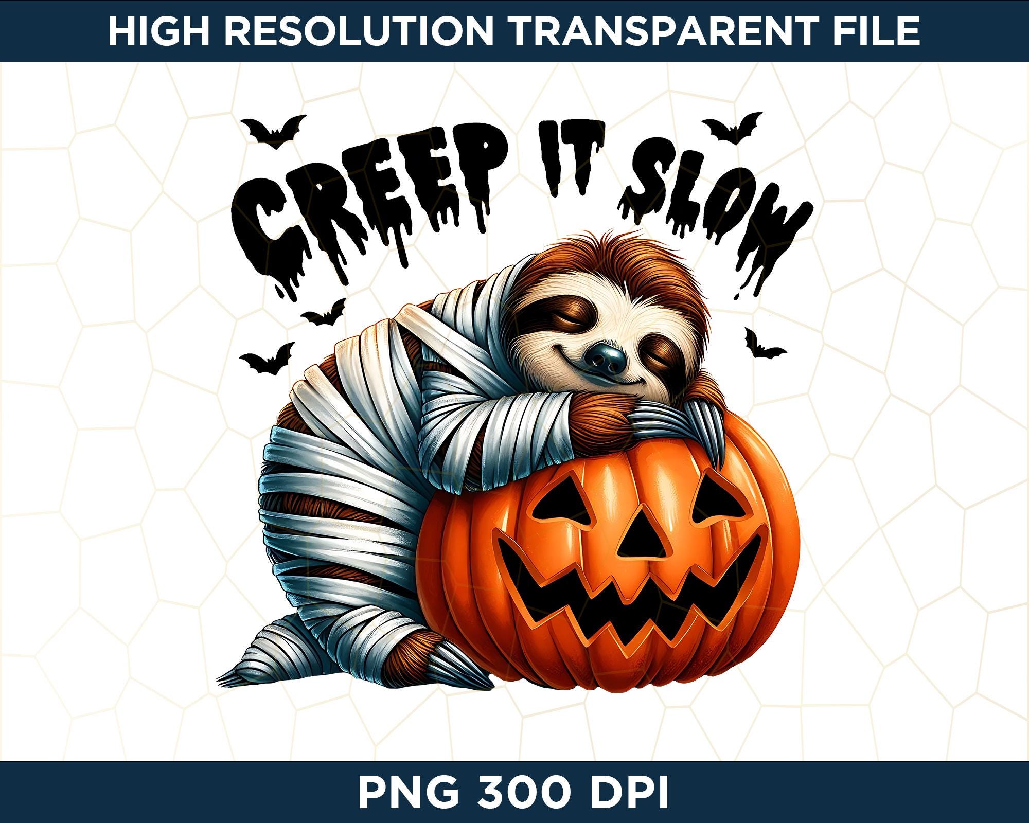 Creep It Slow Halloween Sloth Png, Retro Halloween Png, Spooky Season ...