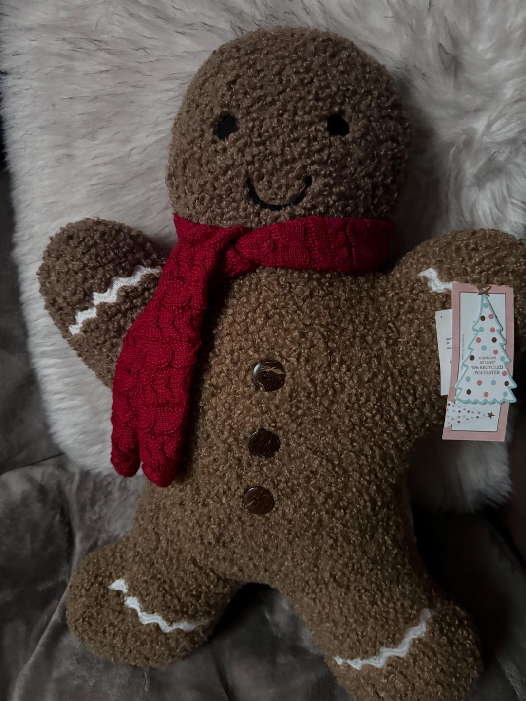 Gingerbread Man Sherpa Throw Pillow Christmas - Etsy