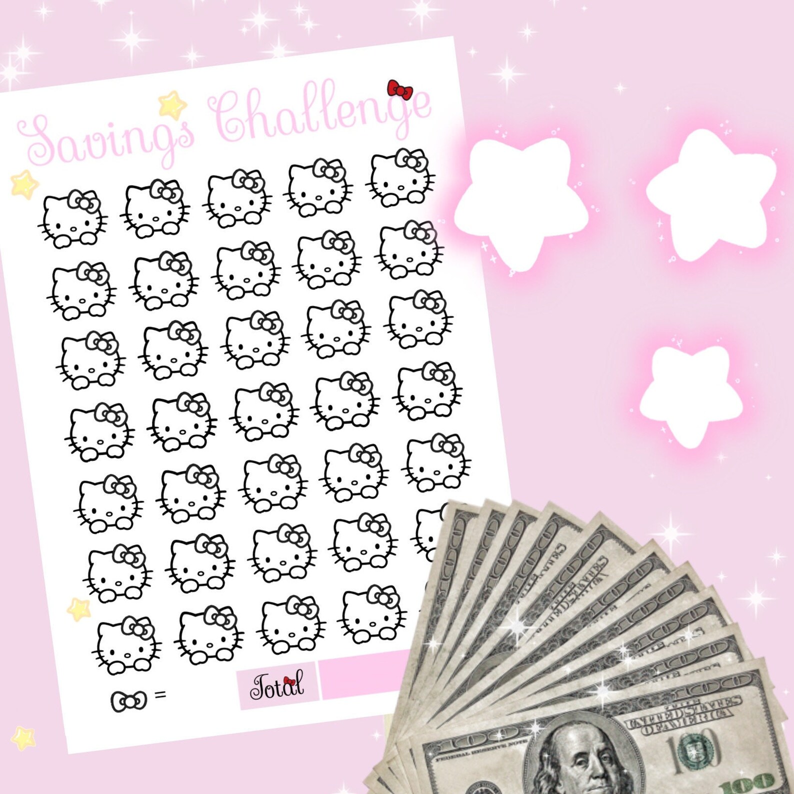 Kitty Savings Challenge Digital Download Printable Tracker - Etsy