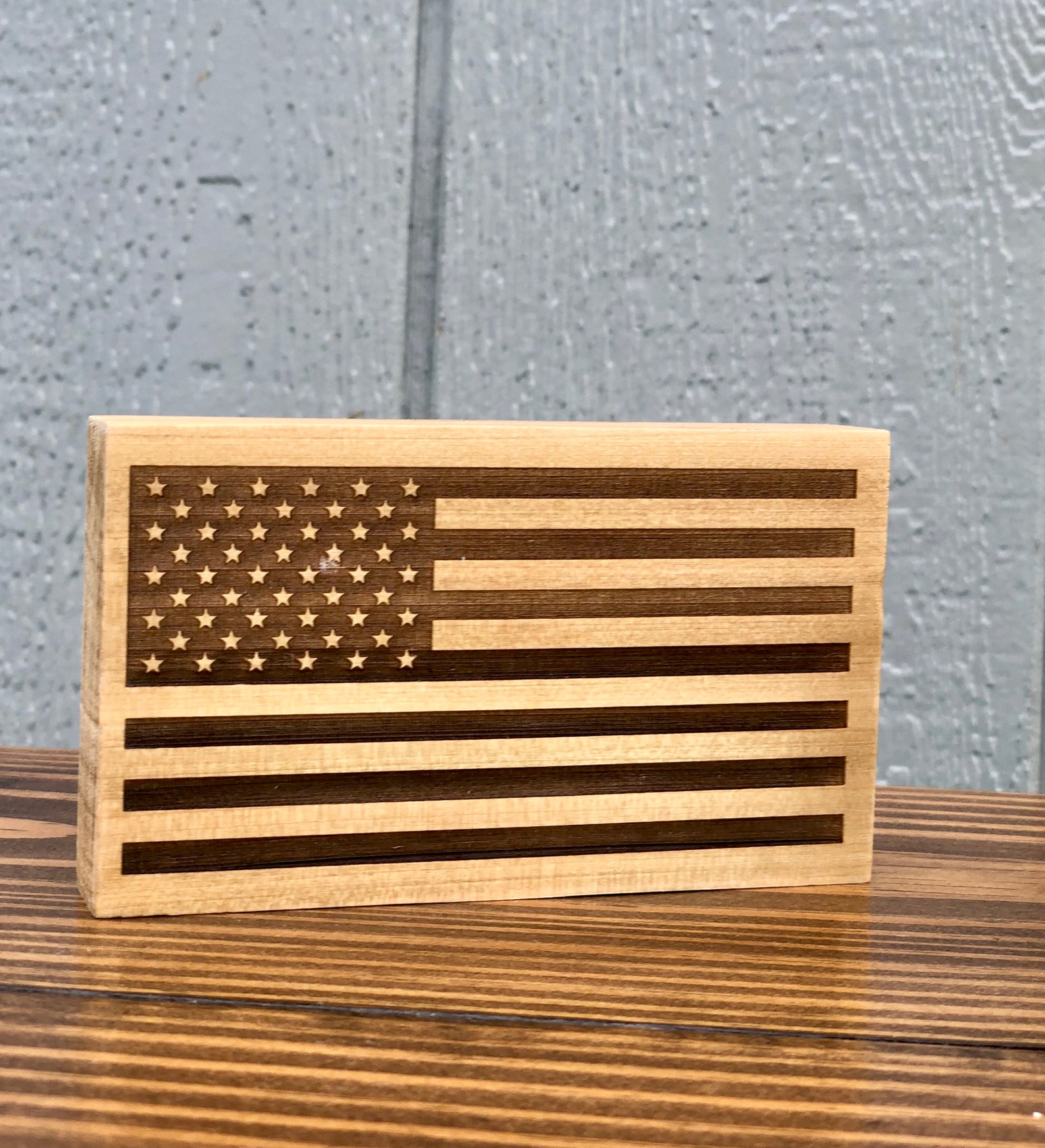 Laser Engraved American Flag, Wooden Flag, USA - Etsy