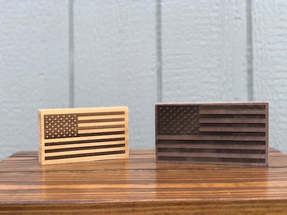 Laser Engraved American Flag Wooden Flag USA - Etsy
