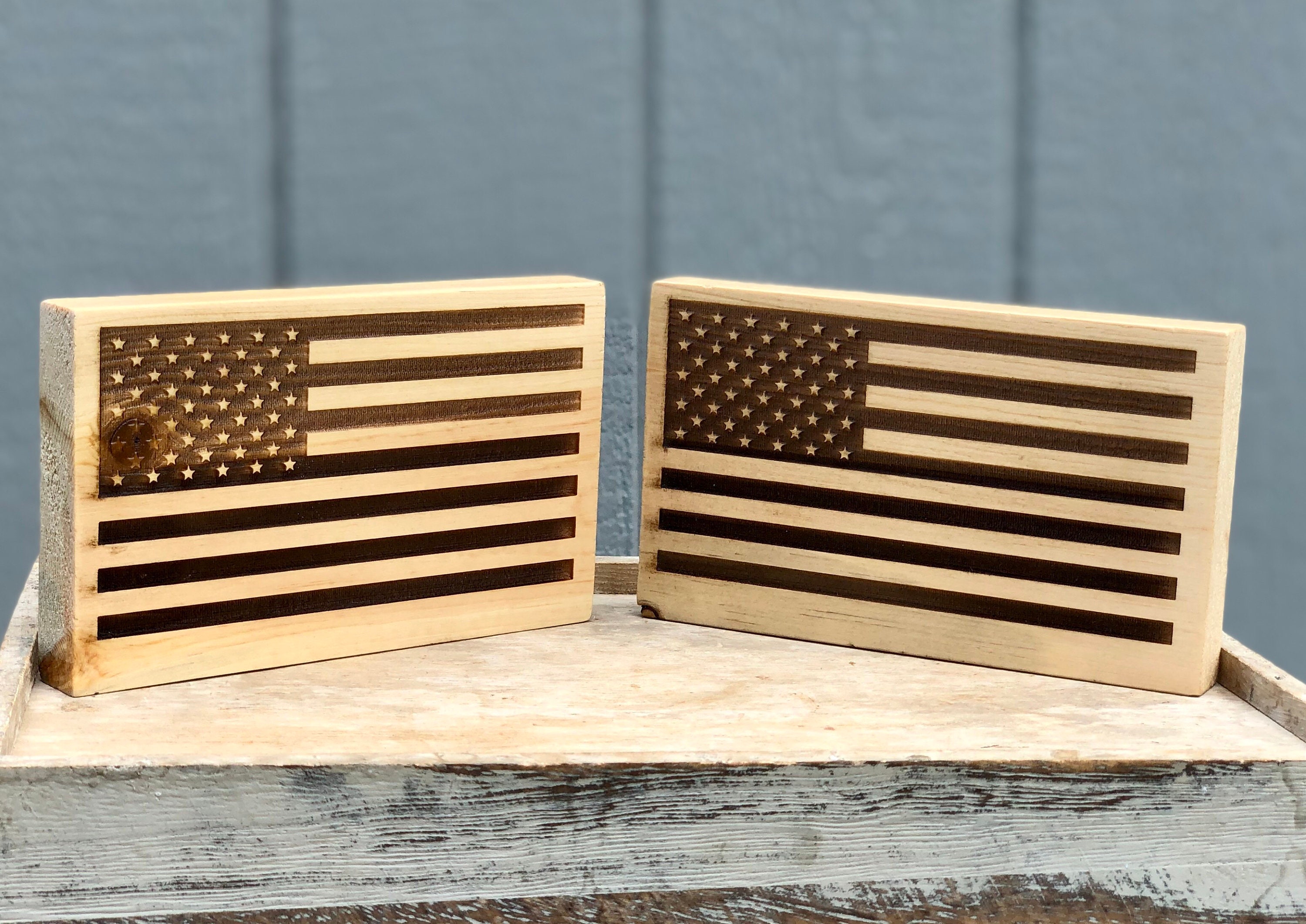 Laser Engraved American Flag, Wooden Flag, USA - Etsy