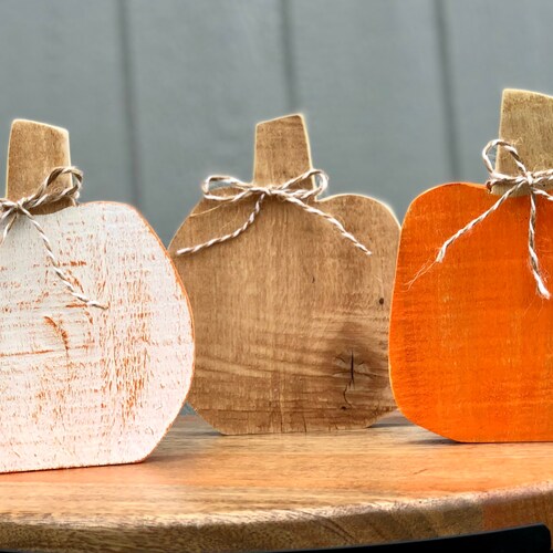 Rustic Wood Pumpkins Solid Wood Fall Decor - Etsy