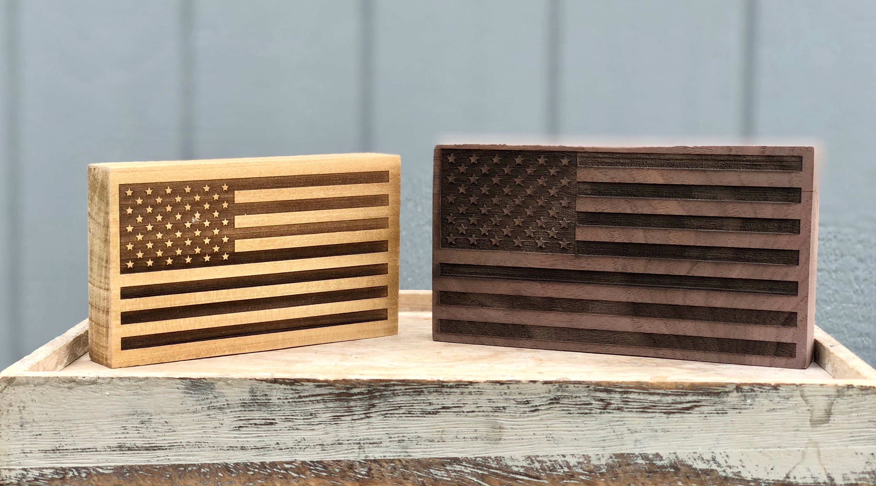 Laser Engraved American Flag, Wooden Flag, USA - Etsy