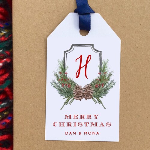 Personalized Christmas Gift Tags Christmas Crest Custom - Etsy