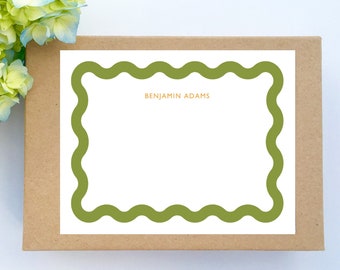 Wavy Stationery Set Thank You Notes Personalized Notecards Die Cut ...