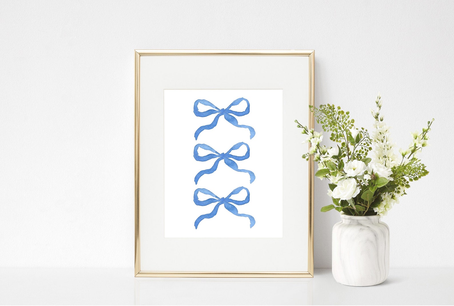 PHYSICAL Blue Bow Art Print Home Decor Digital Download PDF - Etsy
