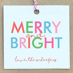 Personalized Christmas Gift Tags Merry and Bright Holiday Custom ...