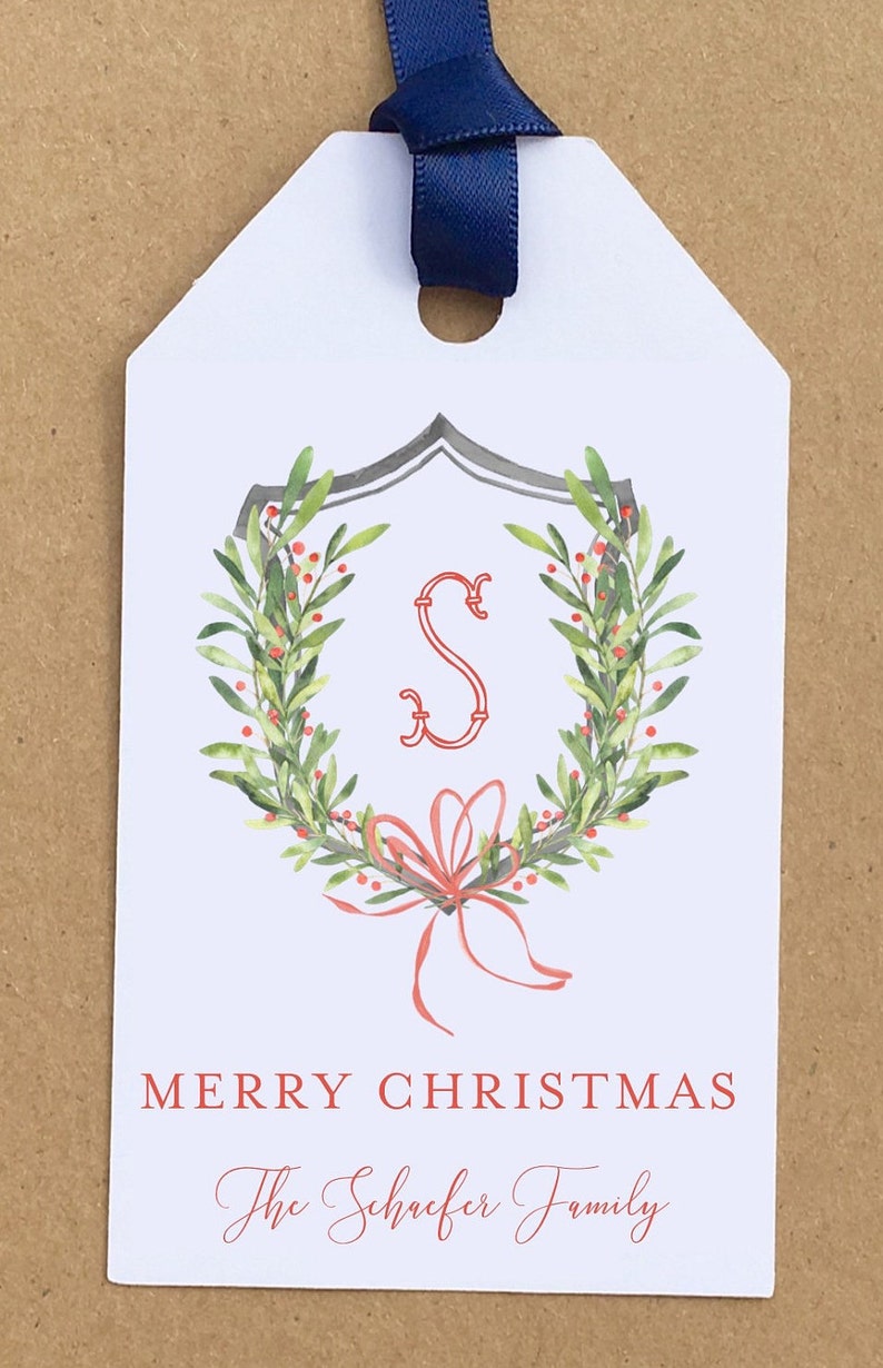 Personalized Christmas Gift Tags Christmas Crest Custom - Etsy